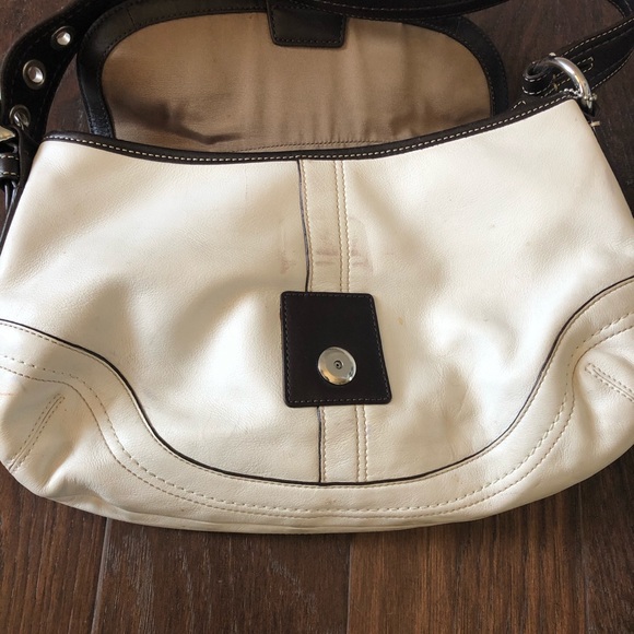 Coach | Bags | Coach Cream Brown Shoulder Bag | Poshmark